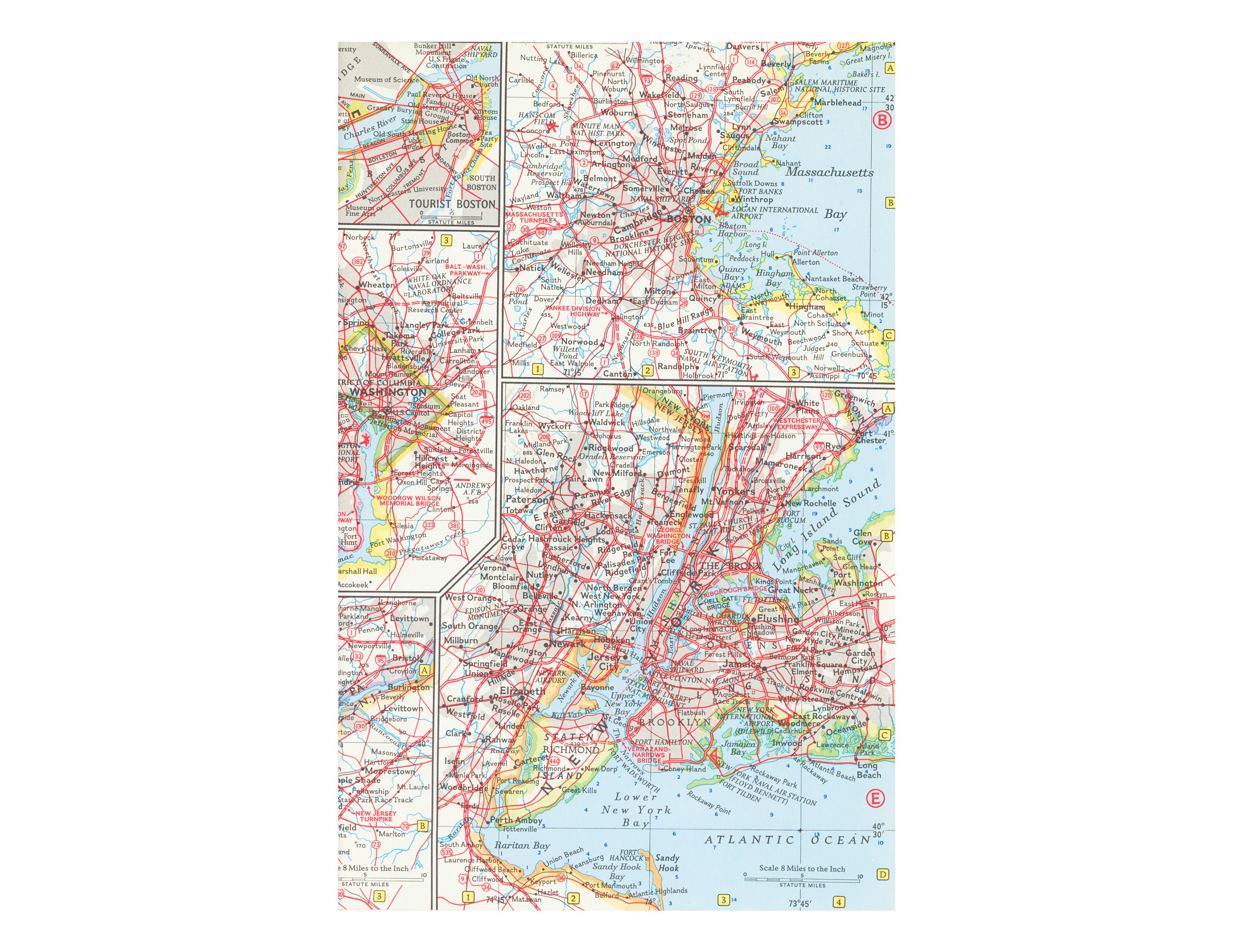 Vintage 1960s Washington to Boston Map Poster Wall Art - Etsy Australia