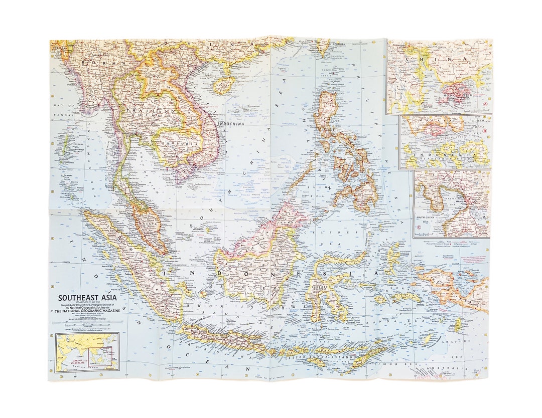 Vintage 1960s Southeast Asia Map Poster Wall Art - Etsy UK