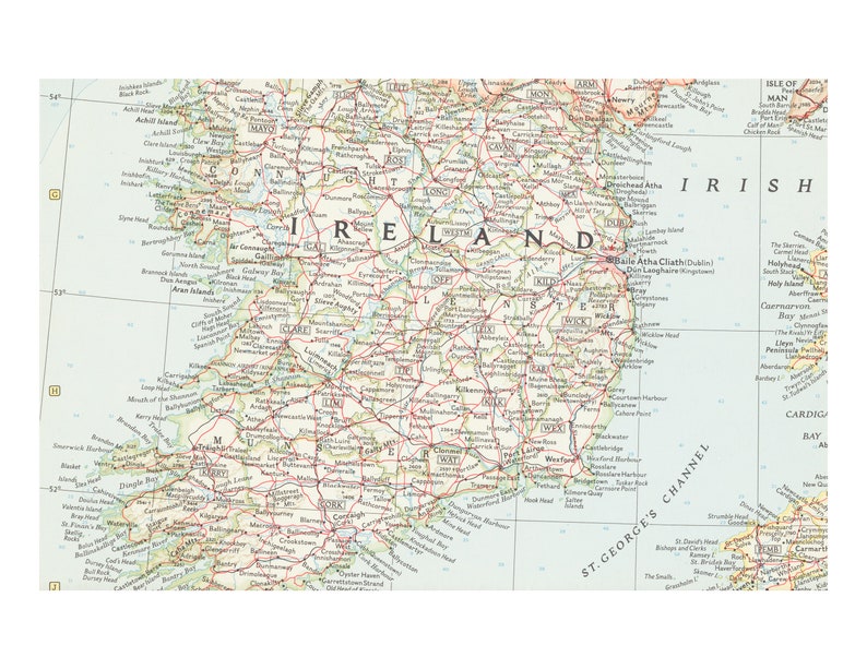 Vintage 1950s British Isles Map Poster Wall Art - Etsy Australia