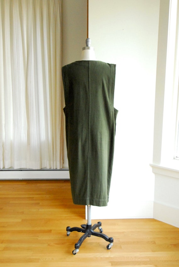 vintage Junko Sagawa green cotton long duster vest - Gem