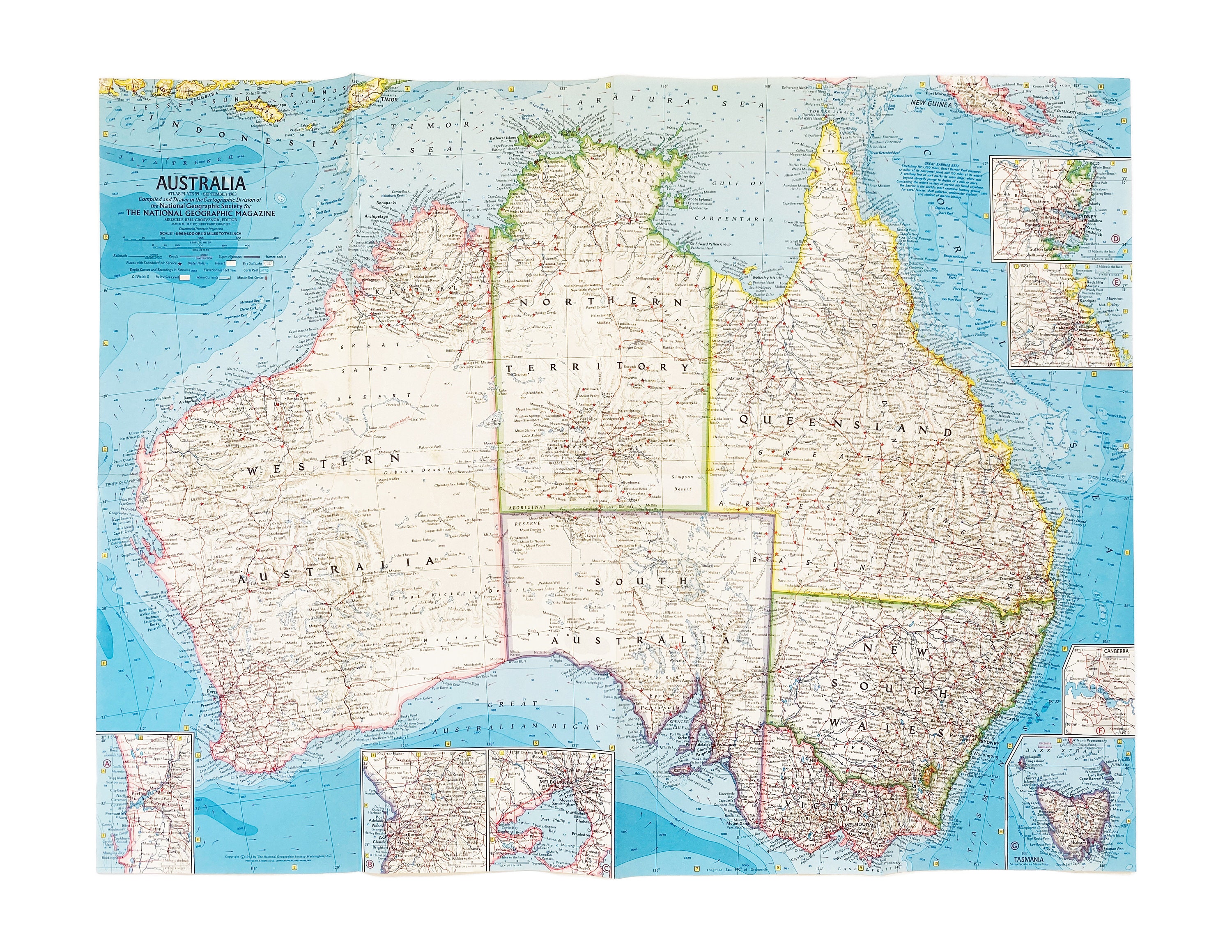 Vintage 1960s Australia Map Poster Wall Art - Etsy