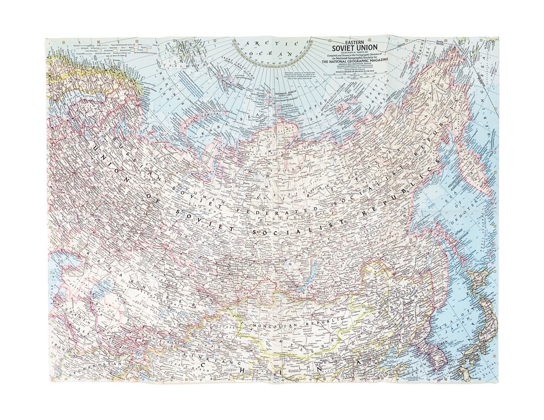 Vintage 1960s Eastern Soviet Union Map Poster Wall Art - Etsy