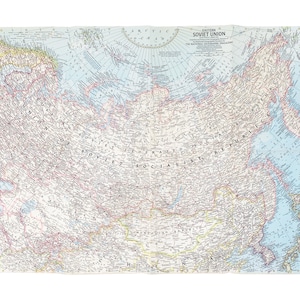 Vintage 1960s Eastern Soviet Union Map Poster Wall Art - Etsy