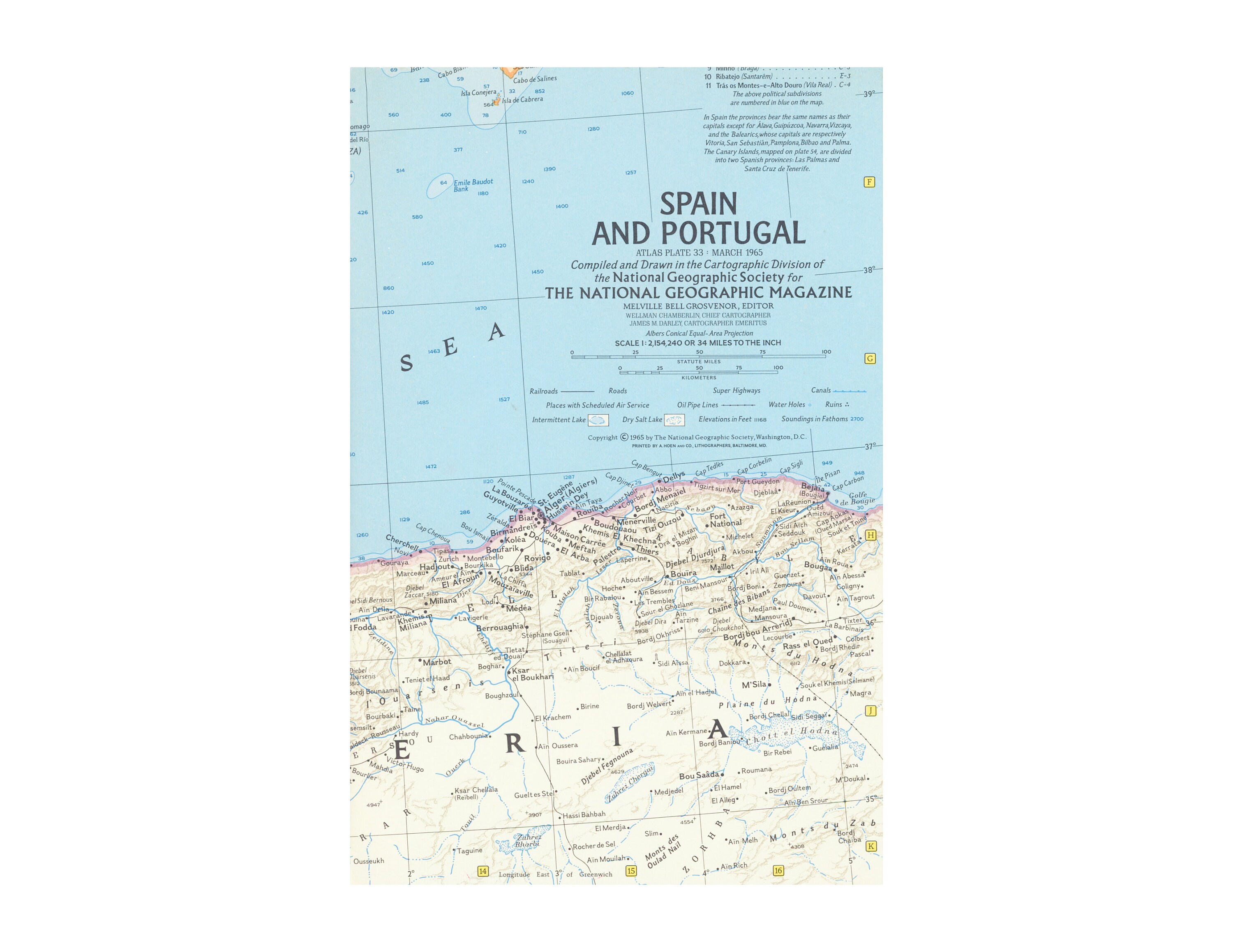 Vintage 1960s Spain and Portugal Map Poster Wall Art - Etsy