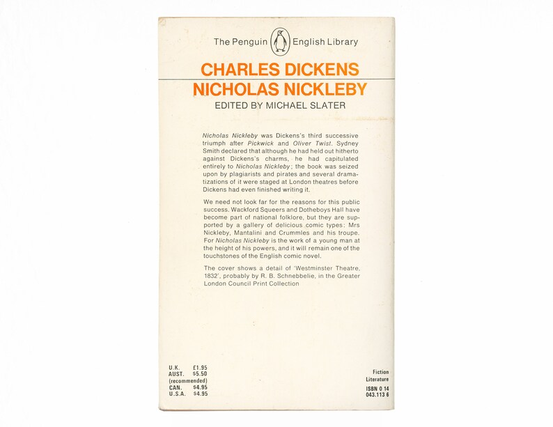 Nicholas Nickleby by Charles Dickens / a Penguin Vintage Paperback Book ...