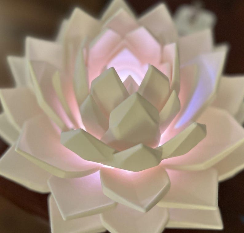 Handmade LED Lotus Flower Lamp – Ambient Zen Meditation Decor, PLA Base ...