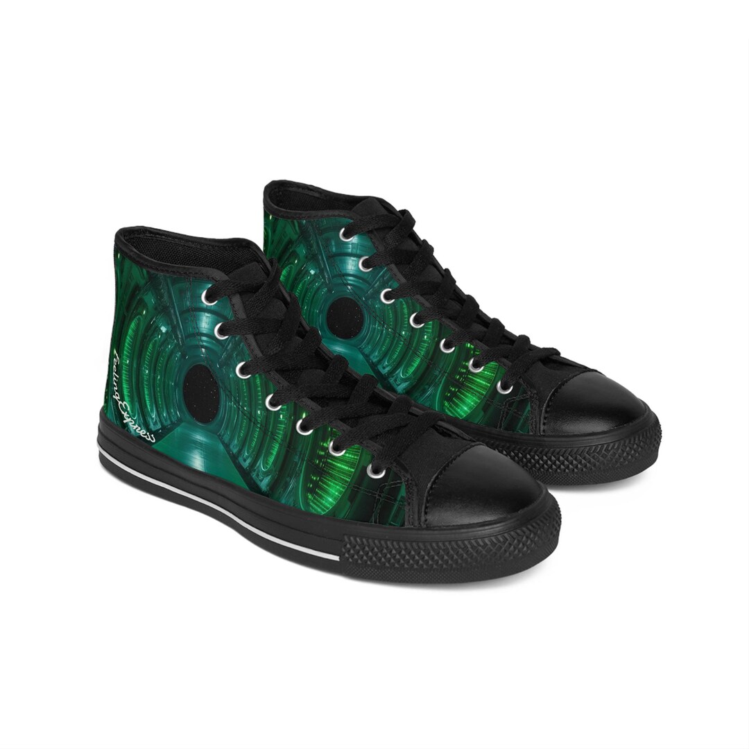 Green Vinyl Record High Top Sneakers | Music Retro Groove Shoes - Etsy