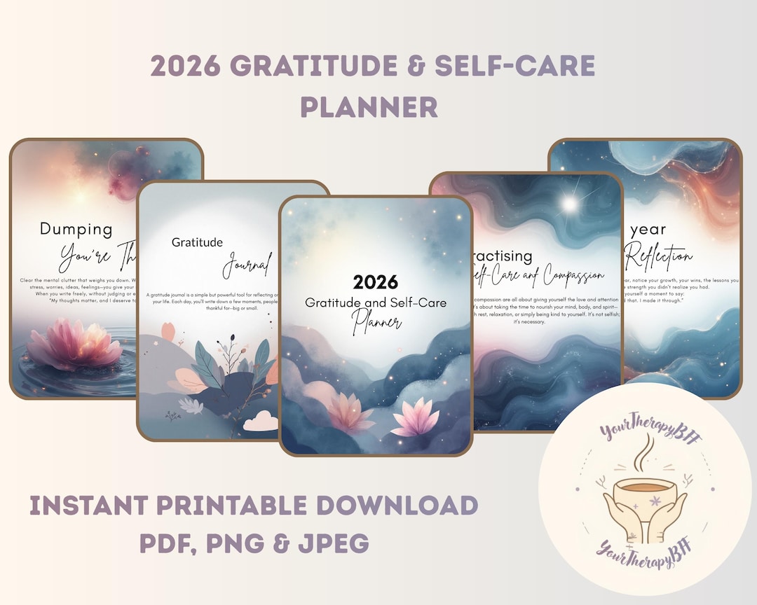 2026 Gratitude & Self-care Planner | 65-page Printable Wellness Journal ...