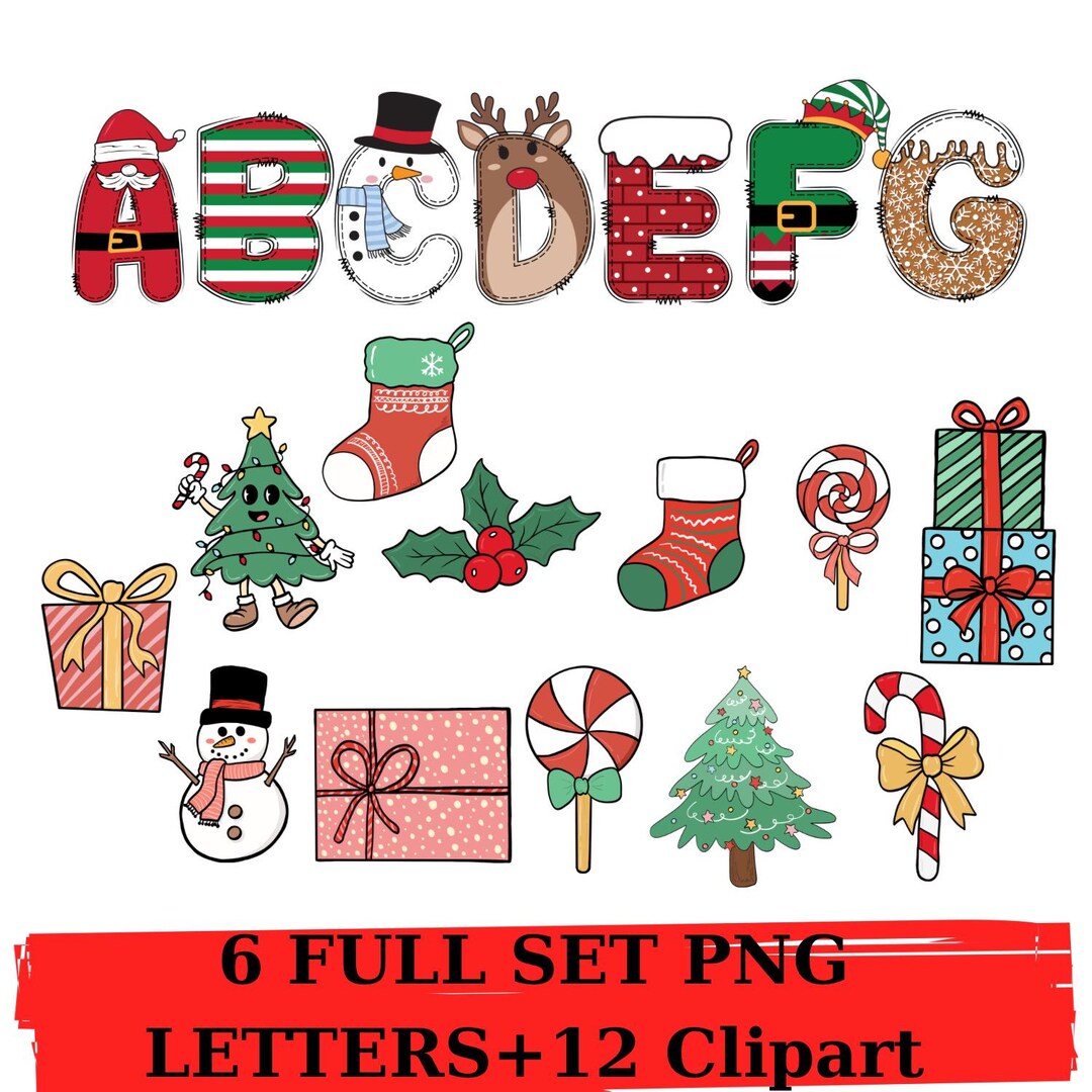 Christmas Doodle Alphabet PNG Clipart Font (digital Download) - Etsy