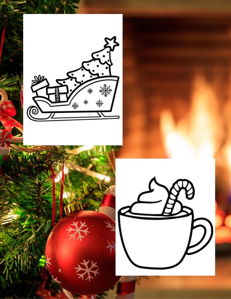 Christmas Coloring Pages | 10-page Printable Holiday Bundle (digital ...