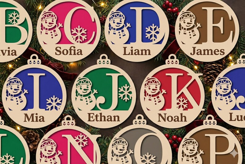 Alphabet Christmas Ornament Laser Cut File - Personalized Name Letter ...