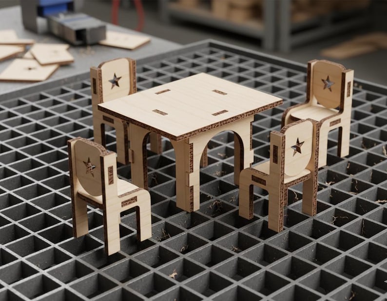 Modern Table & Chair Laser Cut Design Files SVG DXF, Cnc Ready ...