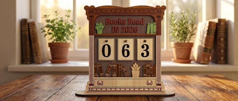 Laser Cut File: Spinning Page Tracker Display, Books Read This Year ...