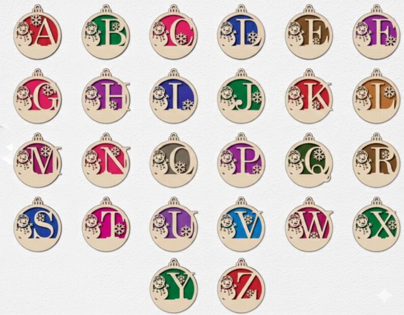 Alphabet Christmas Ornament Laser Cut File - Personalized Name Letter ...