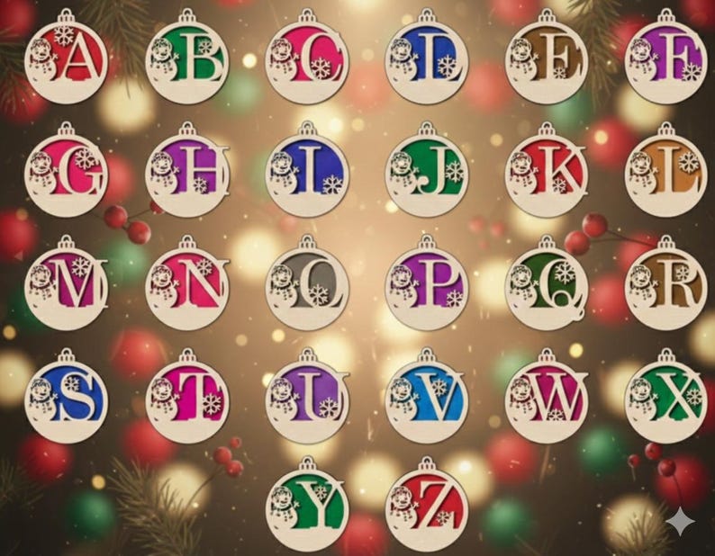Alphabet Christmas Ornament Laser Cut File - Personalized Name Letter ...