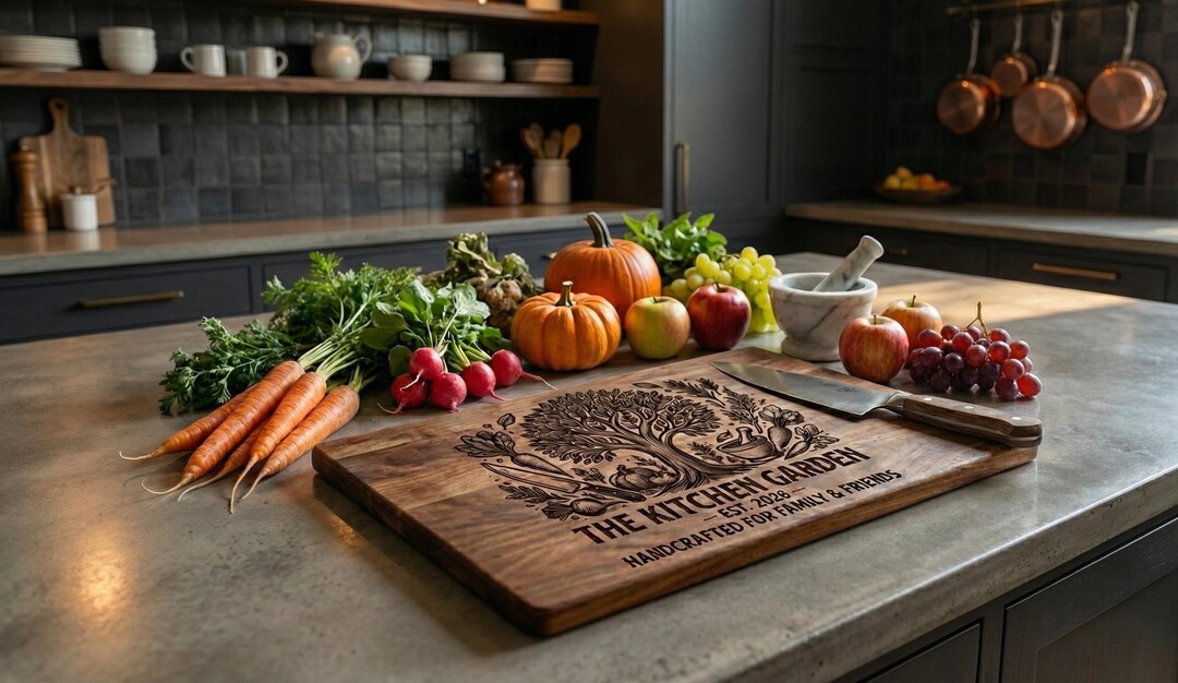 Kitchen Cutting Board Laser Engrave SVG File, Garden Design (digital ...
