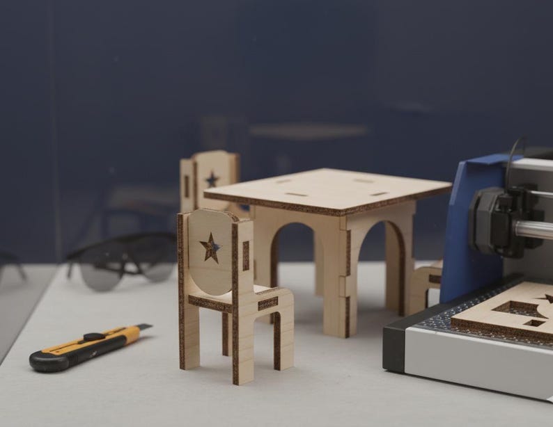 Modern Table & Chair Laser Cut Design Files SVG DXF, Cnc Ready ...