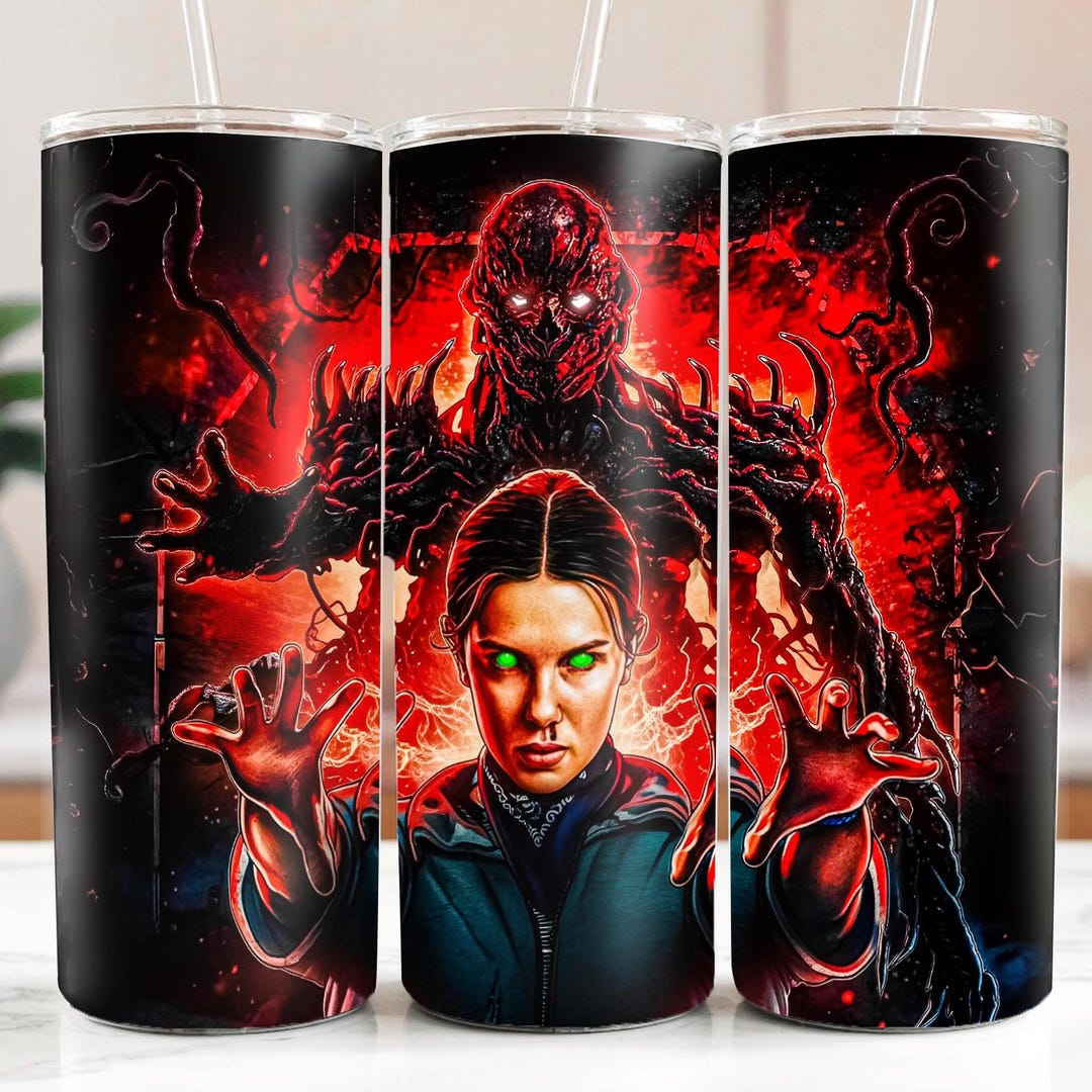 Strange Things TV Demigorgon Eleven 20oz Skinny Tumbler Wrap PNG File ...