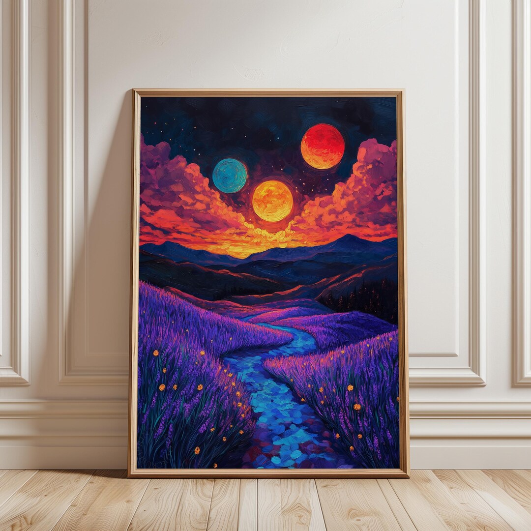 Fantasy Cosmic Meadow Print - Alien Landscape, Surreal Sci-fi Wall Art ...