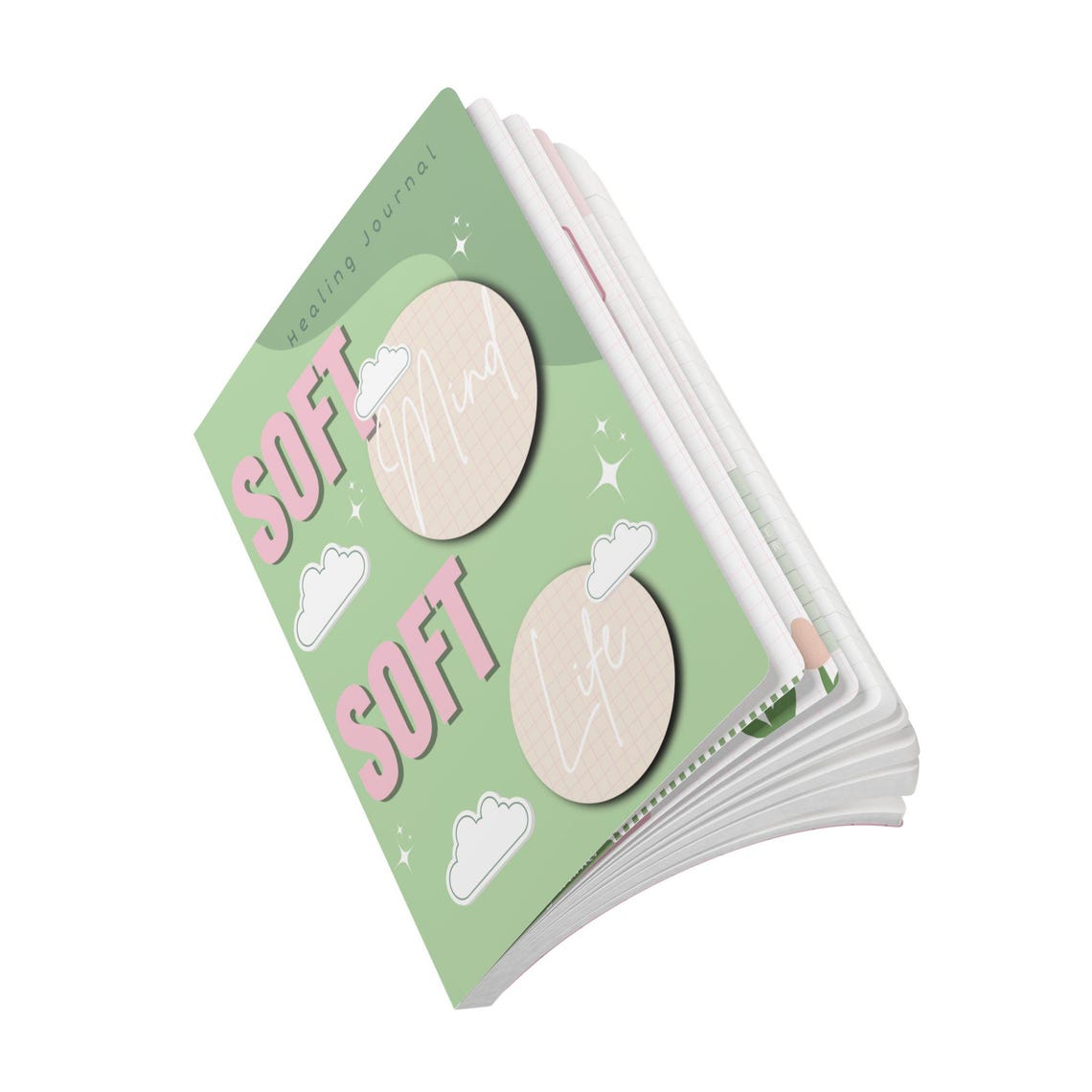 Soft Mind Soft Life Journal Softcover Notebook With Pastel Clouds Grid ...