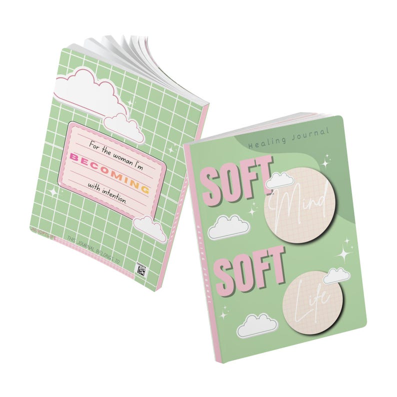 Soft Mind Soft Life Journal Softcover Notebook With Pastel Clouds Grid ...