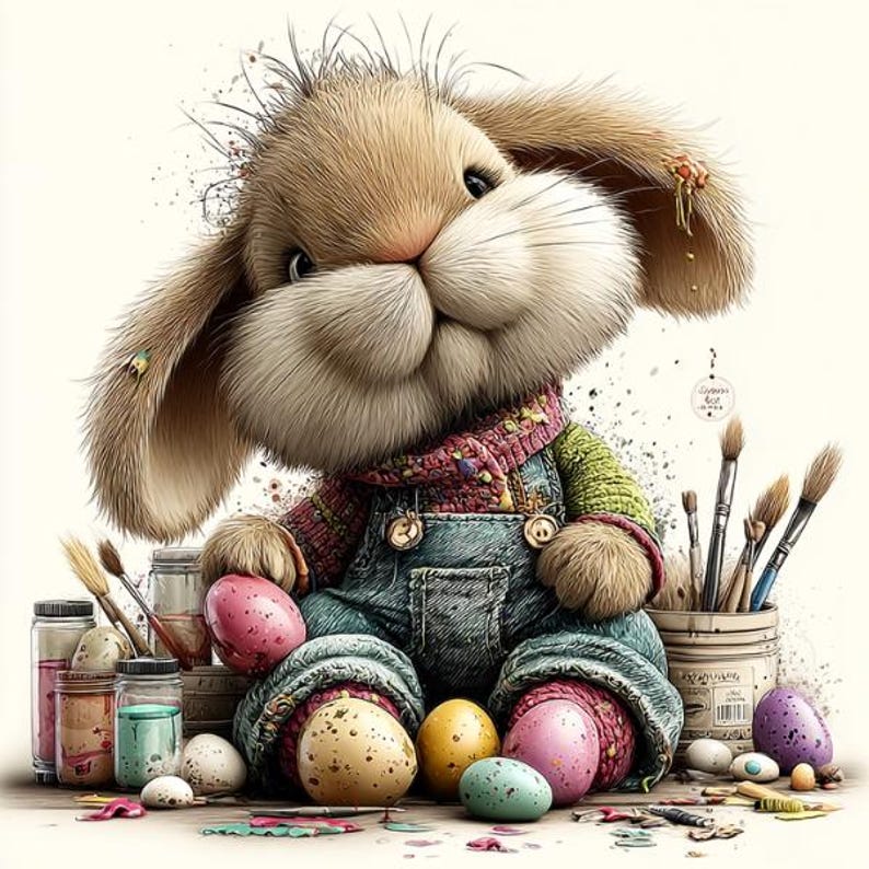 Easter Bunny Clipart | Whimsical Digital Clip Art (digital File) - Etsy