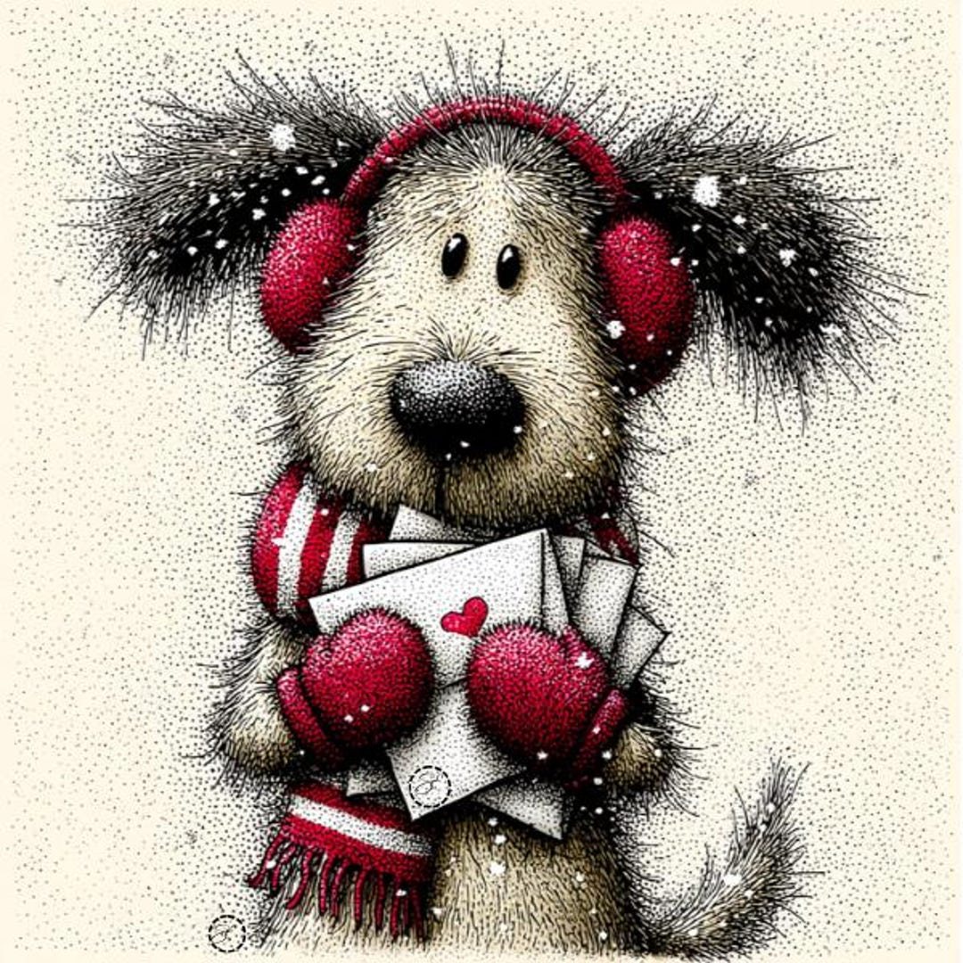 Valentine Puppy Clipart | Black and White Animal Image (digital ...