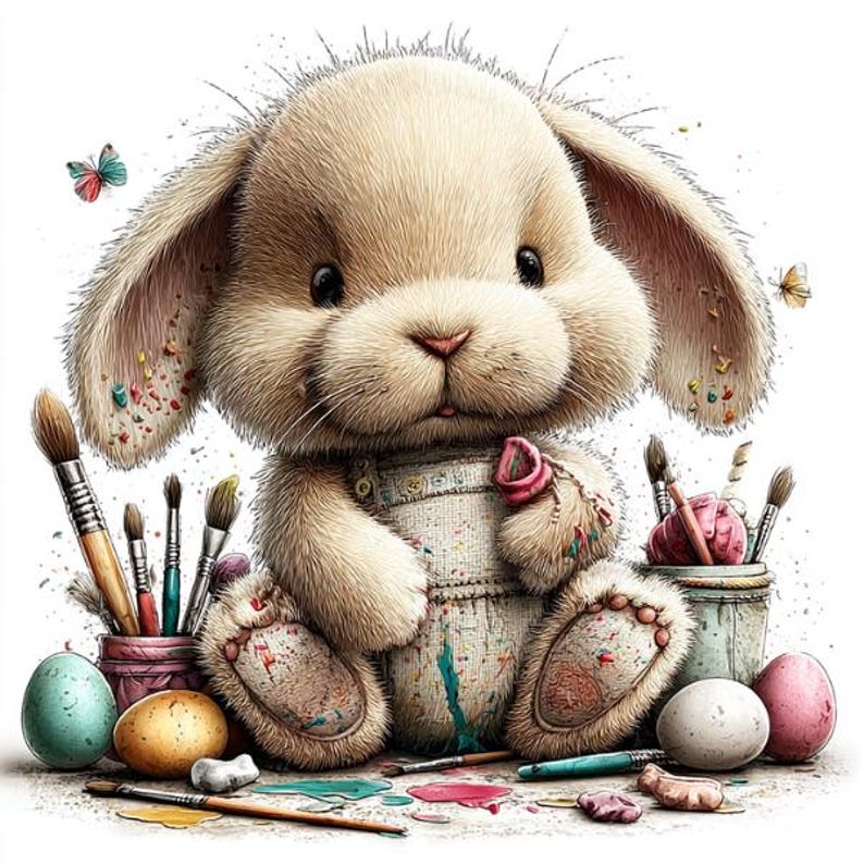 Easter Bunny Clipart | Whimsical Digital Clip Art (digital File) - Etsy