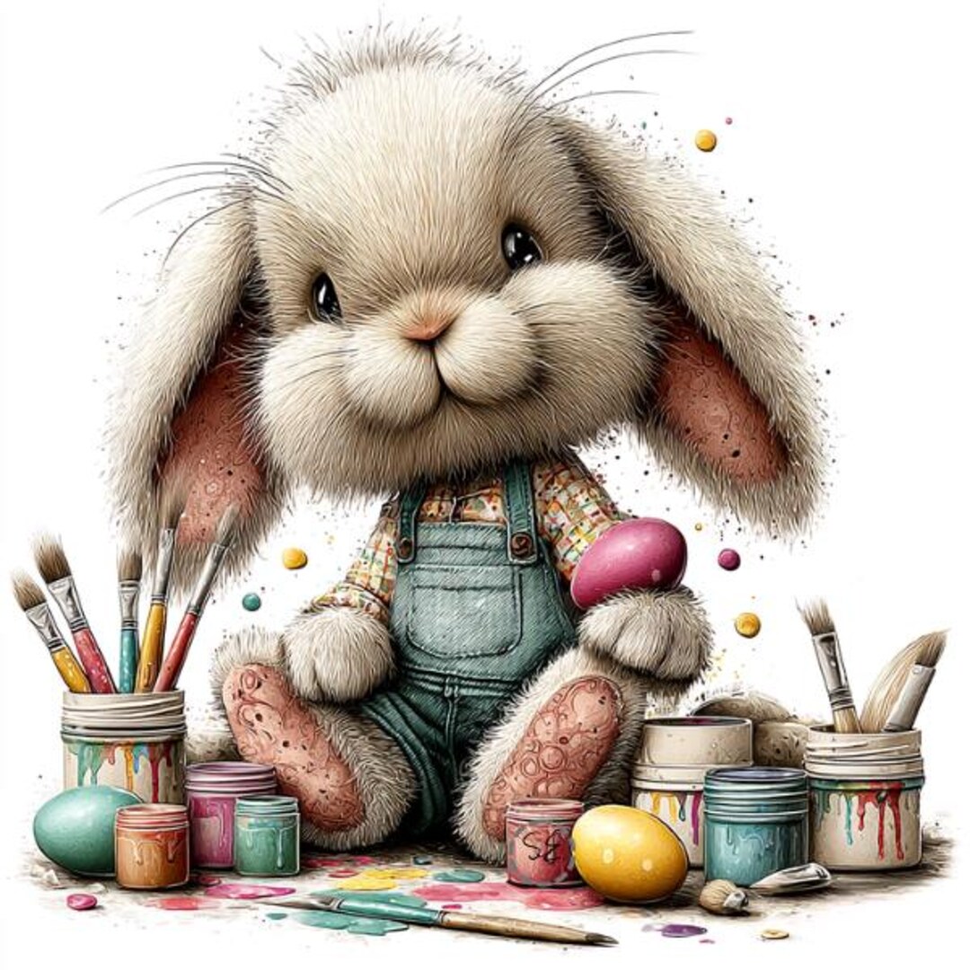 Easter Bunny Clipart | Whimsical Digital Clip Art (digital File) - Etsy