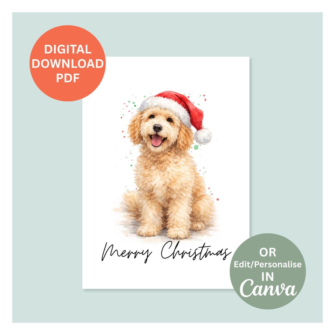 Golden Doodle Christmas Card: Canva Template (digital Download ...