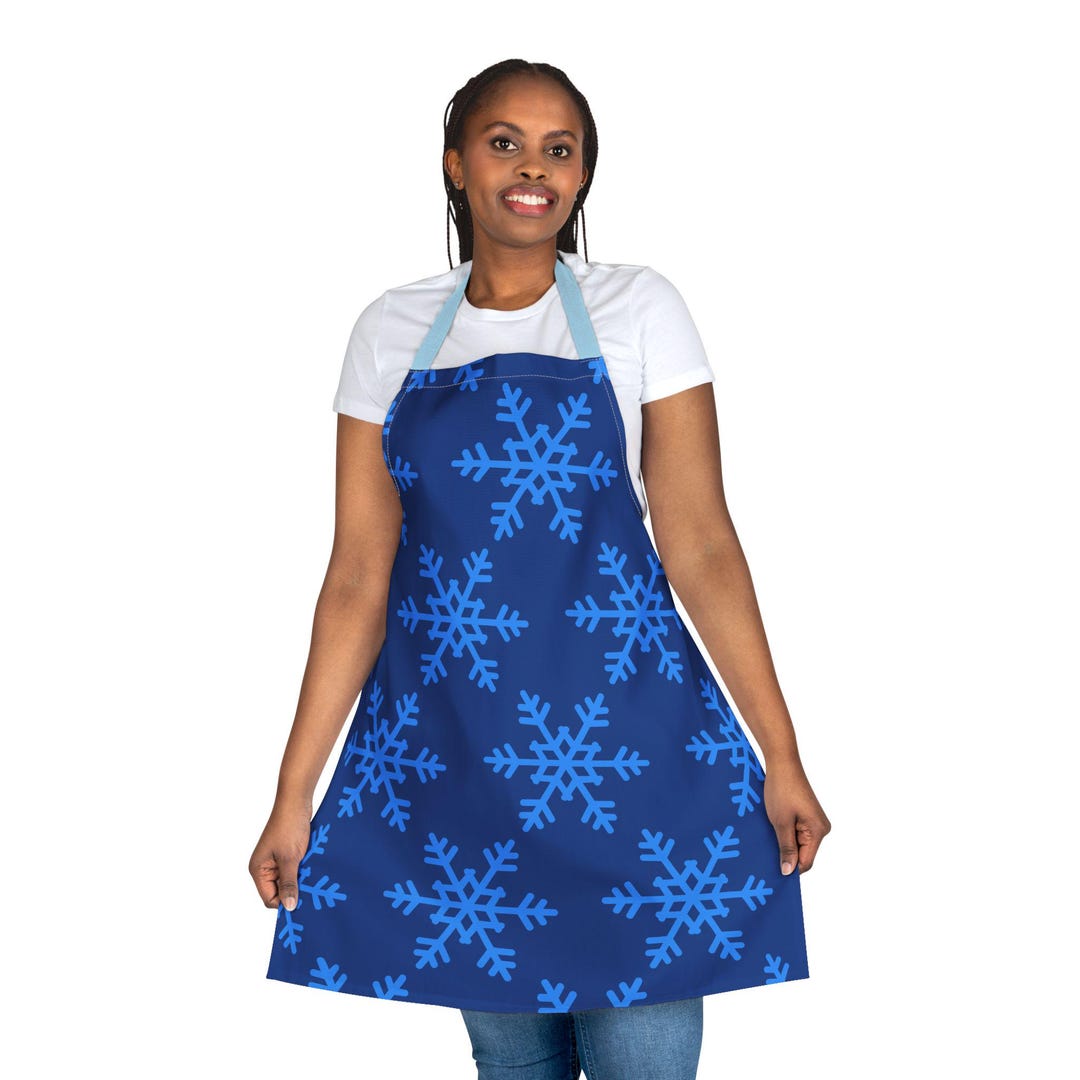 Blue Snowflake Pattern Apron | Winter Holiday Kitchen Apron - Etsy