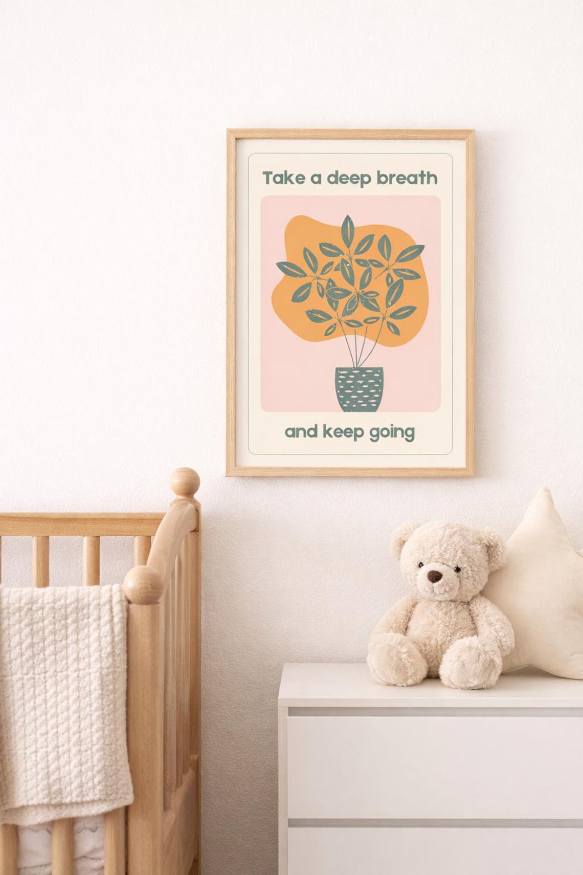 Take a Deep Breath Printable Wall Art | Minimal Plant Illustration ...