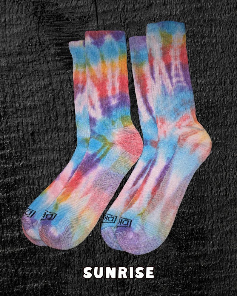 One of a Kind. Vibrant Color Tie-dye Adult Socks - Etsy