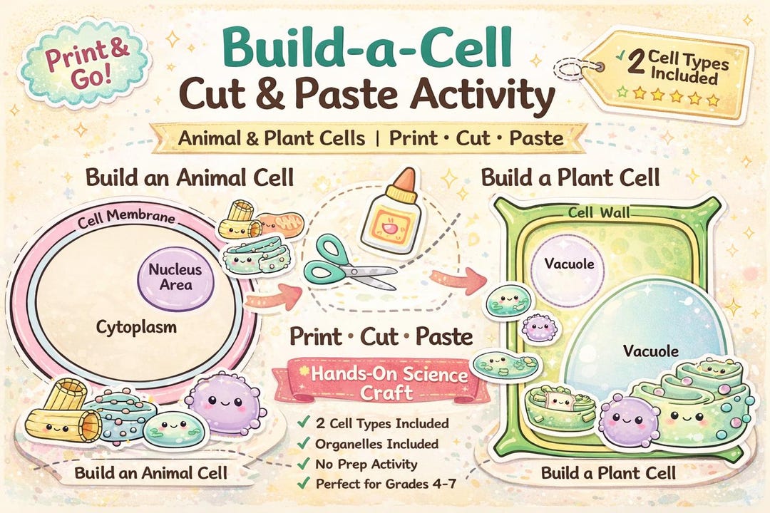 Build-a-cell Cut & Paste Activity - Etsy