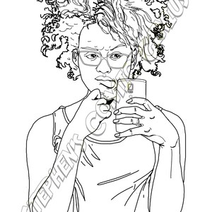 Funny Face Coloring Page | Hand Drawn Adult Art (PDF Download) - Etsy