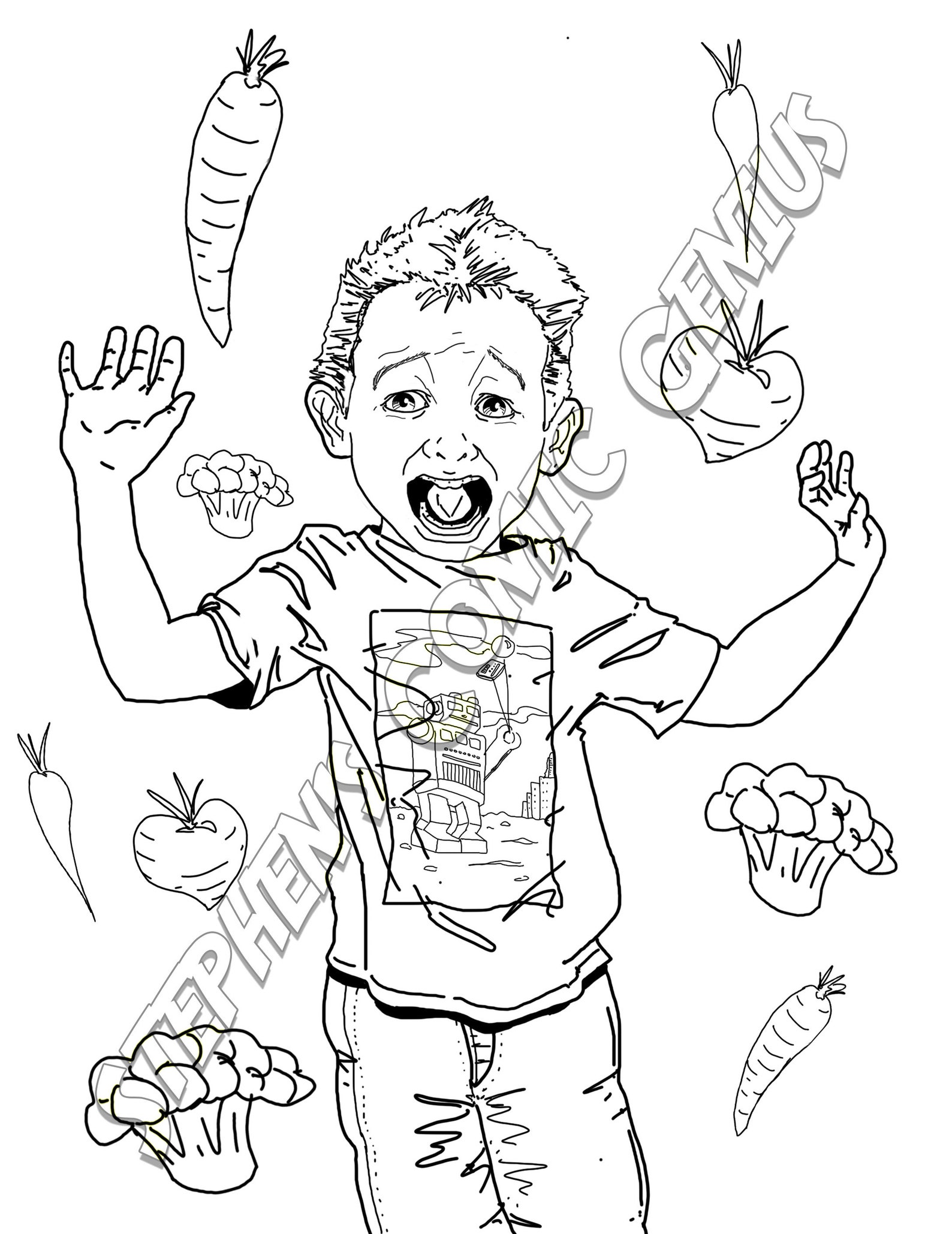 Funny Face Coloring Page | Hand Drawn Adult Art (PDF Download) - Etsy