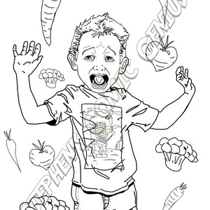 Funny Face Coloring Page | Hand Drawn Adult Art (PDF Download) - Etsy