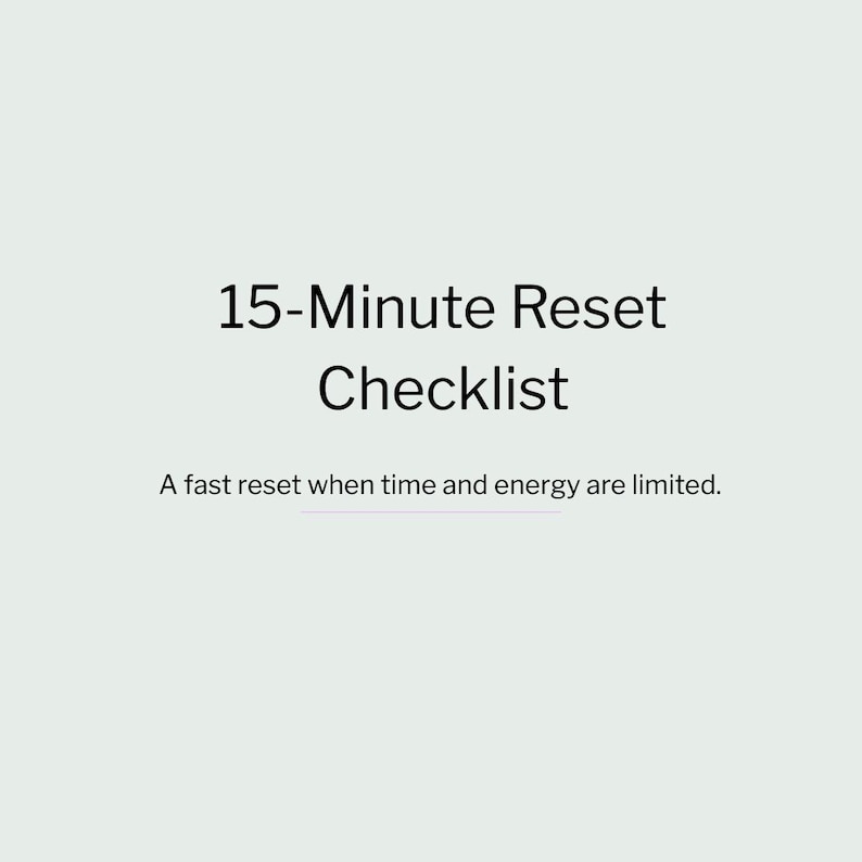 15 Minute Reset Checklist Printable | Quick Home Reset Routine | Fast ...