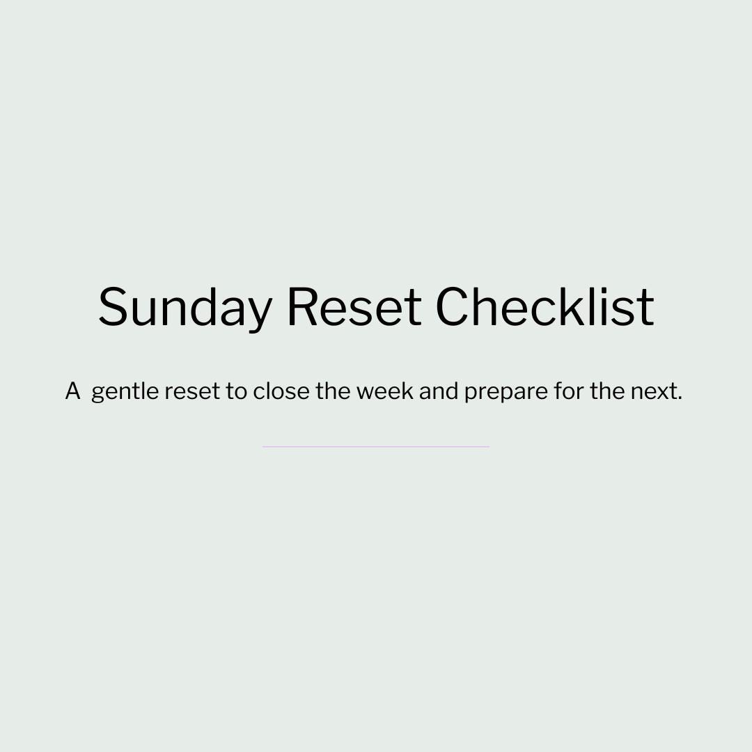 Sunday Reset Checklist Printable | Weekly Home Reset Routine | Calm ...