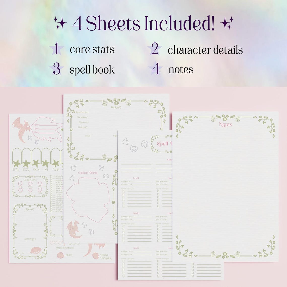 Dnd 5e Cottagecore Character Sheet – Dragon's Veil (PDF Printable ...