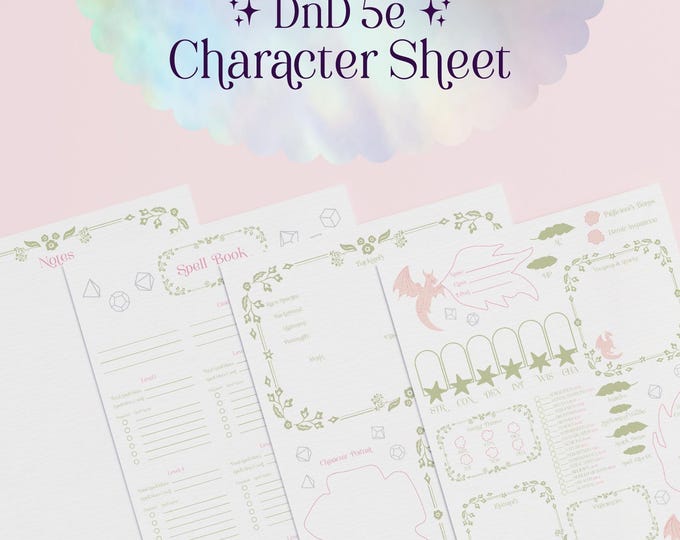 Dnd 5e Cottagecore Character Sheet – Dragon's Veil (PDF Printable ...