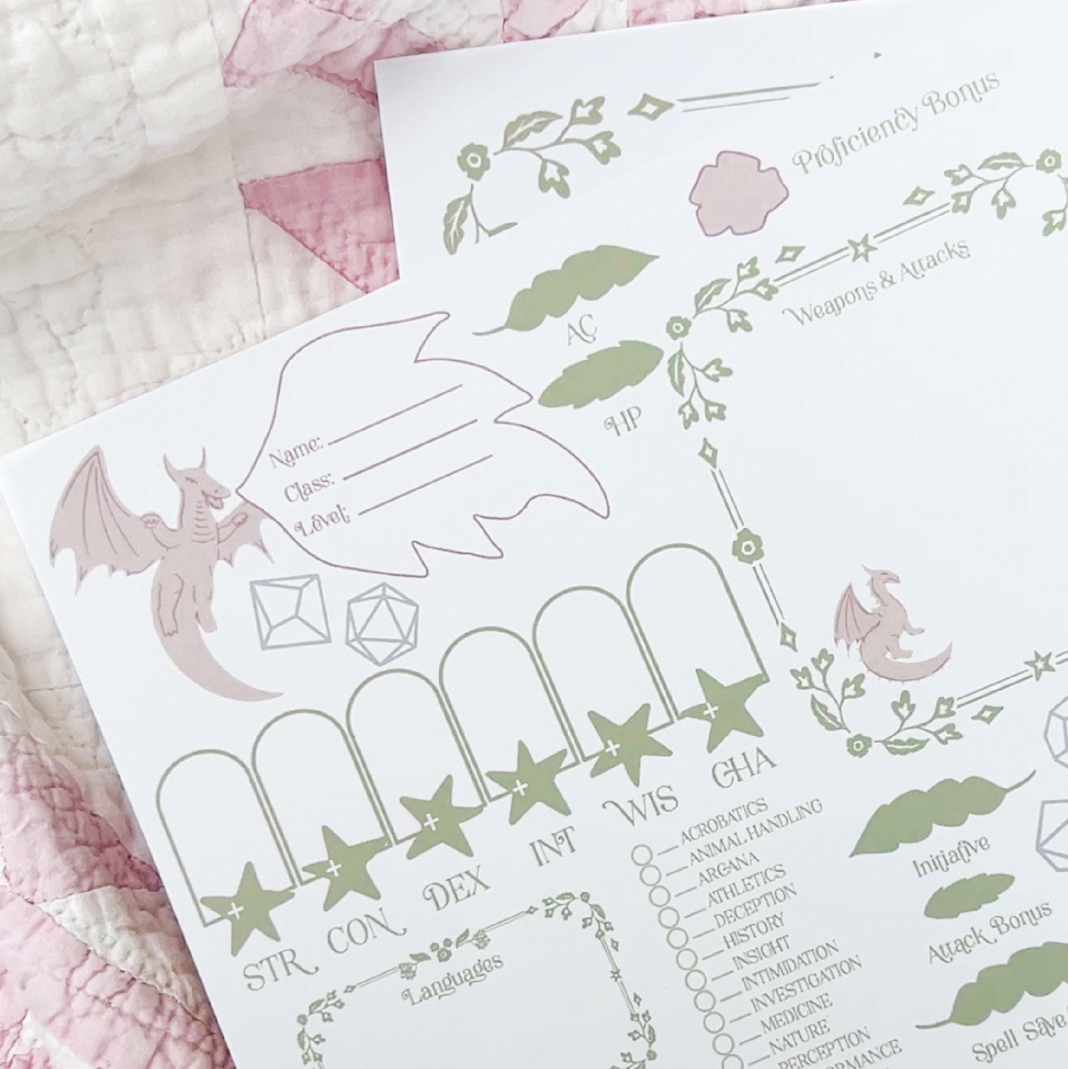 Dnd 5e Cottagecore Character Sheet – Dragon's Veil (PDF Printable ...