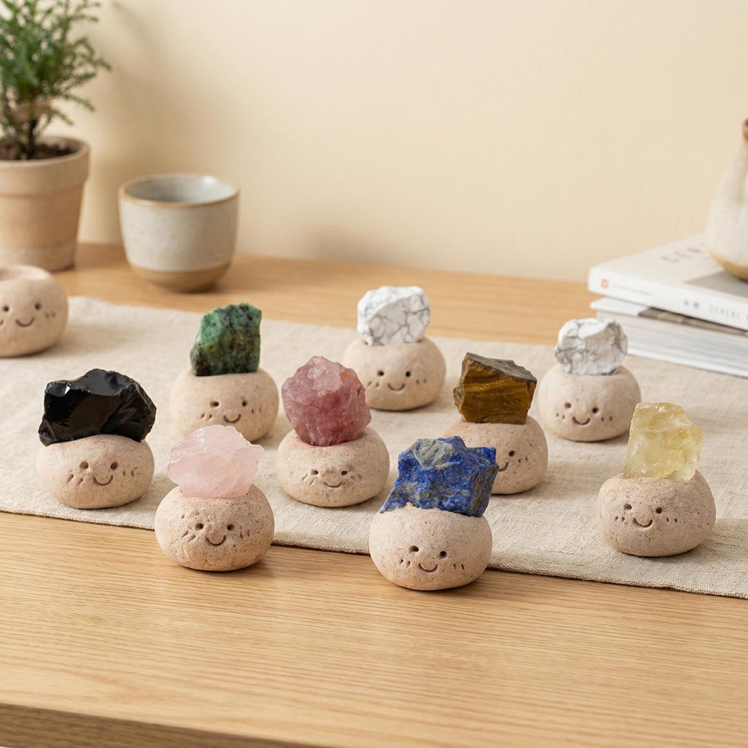 Smiling Crystal Desk Companion – Tiny Healing Stone for Calm & Positive ...