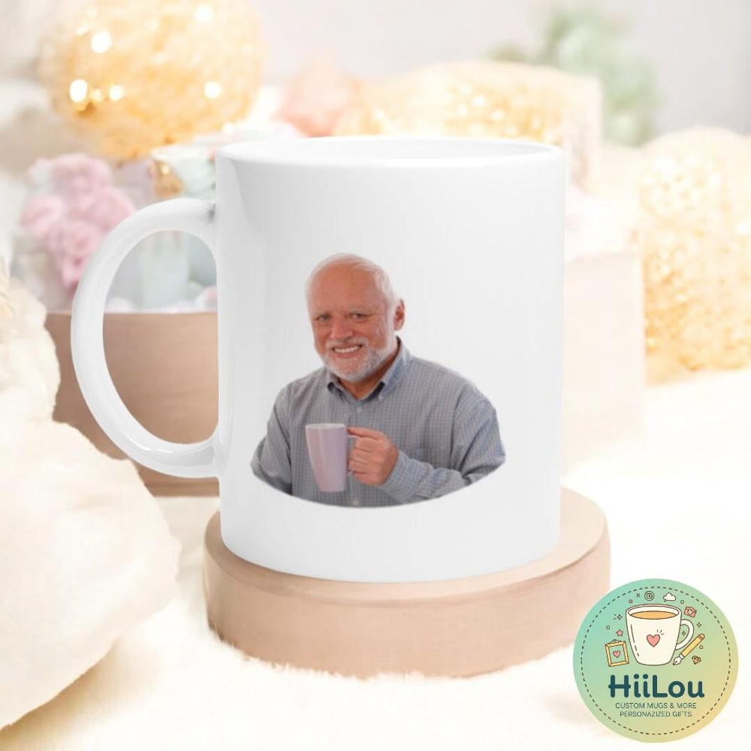 Funny Hide the Pain Harold Meme Mug, Viral Internet Meme Cup, Sad Smile ...