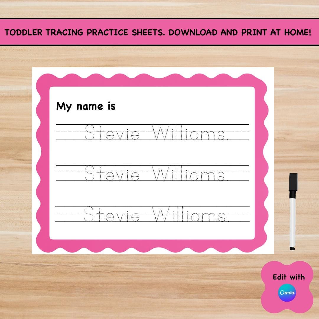 Personalized Name Tracing Worksheet | Handwriting Practice for Toddlers ...