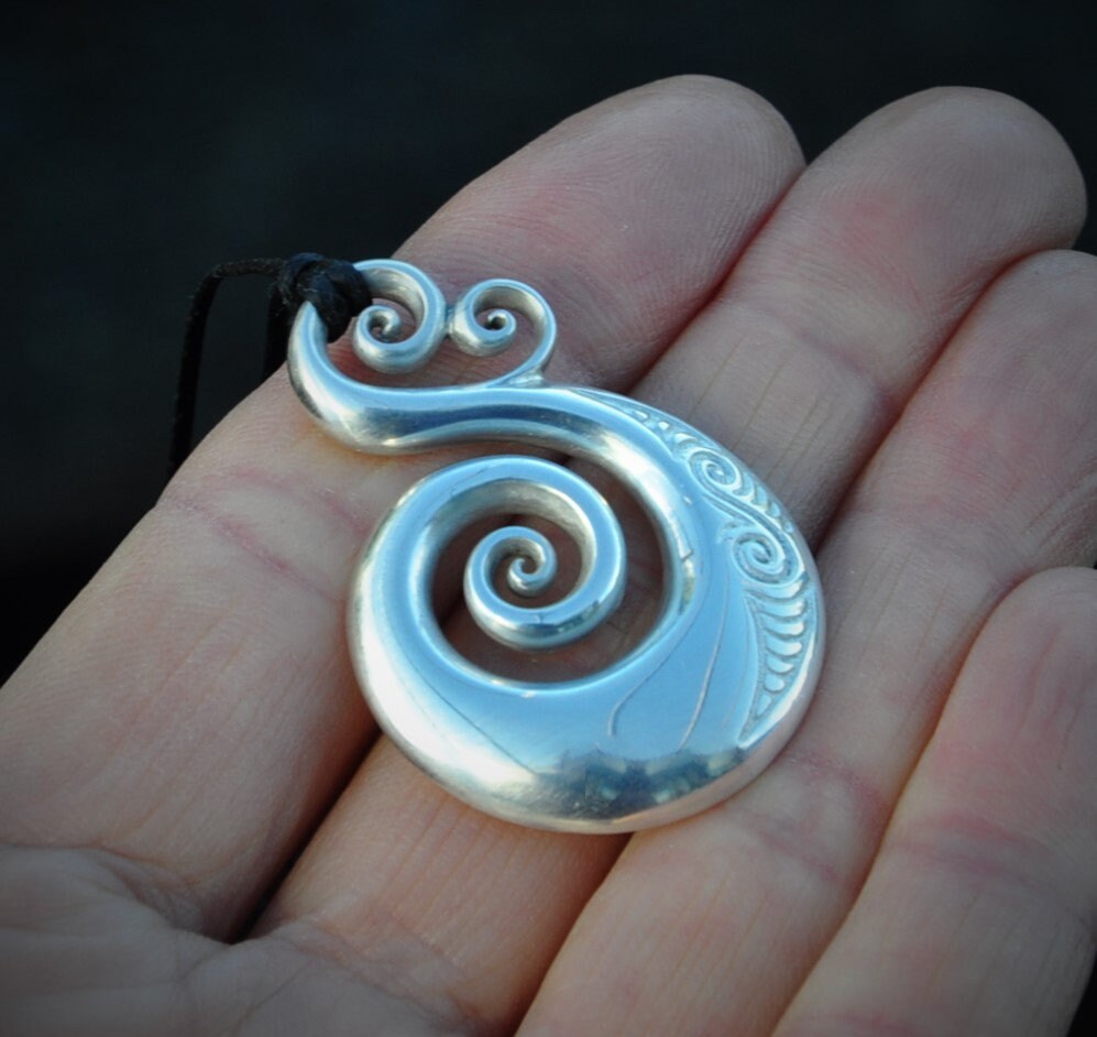 Sterling Silver Koru-solid 925 Pendant on Black Cord~new Zealand Maori ...