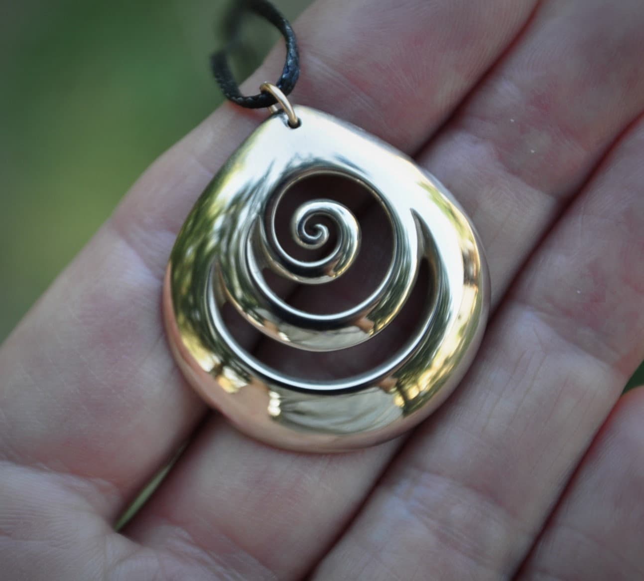 Maori Koru Pendant in Solid Bronze on Black Adjustable Cord | Etsy