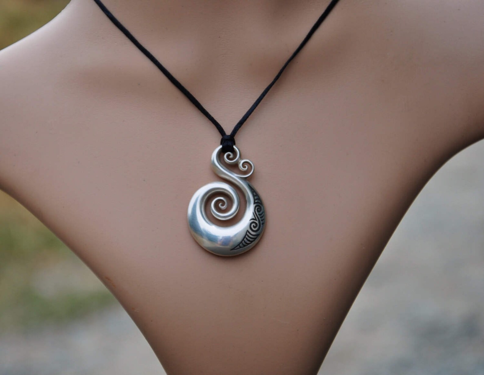 Sterling Silver Koru-solid 925 Pendant on Black Cord~new Zealand Maori ...