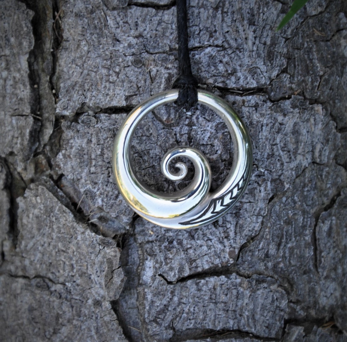 Sterling Silver Maori Koru Pendant wave pendantconnections | Etsy