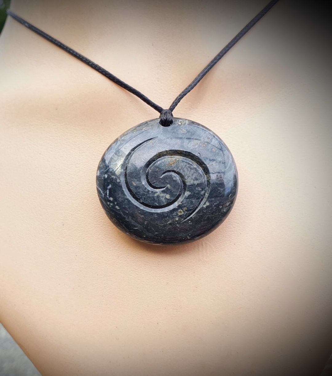 New Zealand Argillite Gemstone Beach Stone~with Maori Koru Galaxy ...
